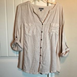 jm collection Tops | Petite Linen Button Front Shirt | Poshmark